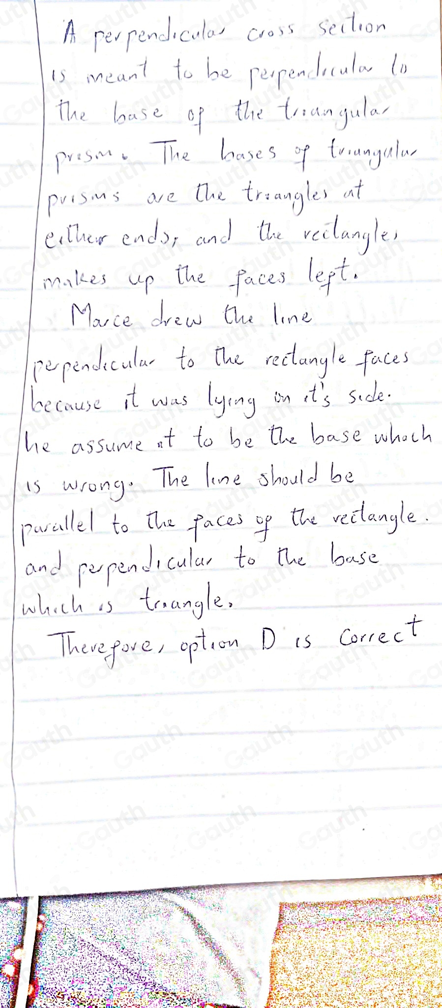 Solved: Marco has drawn a line to represent the perpendicular cross ...