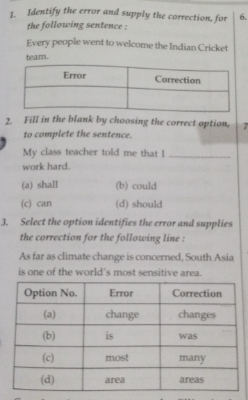 Solved: Identify the error and supply the correction, for 6. the ...