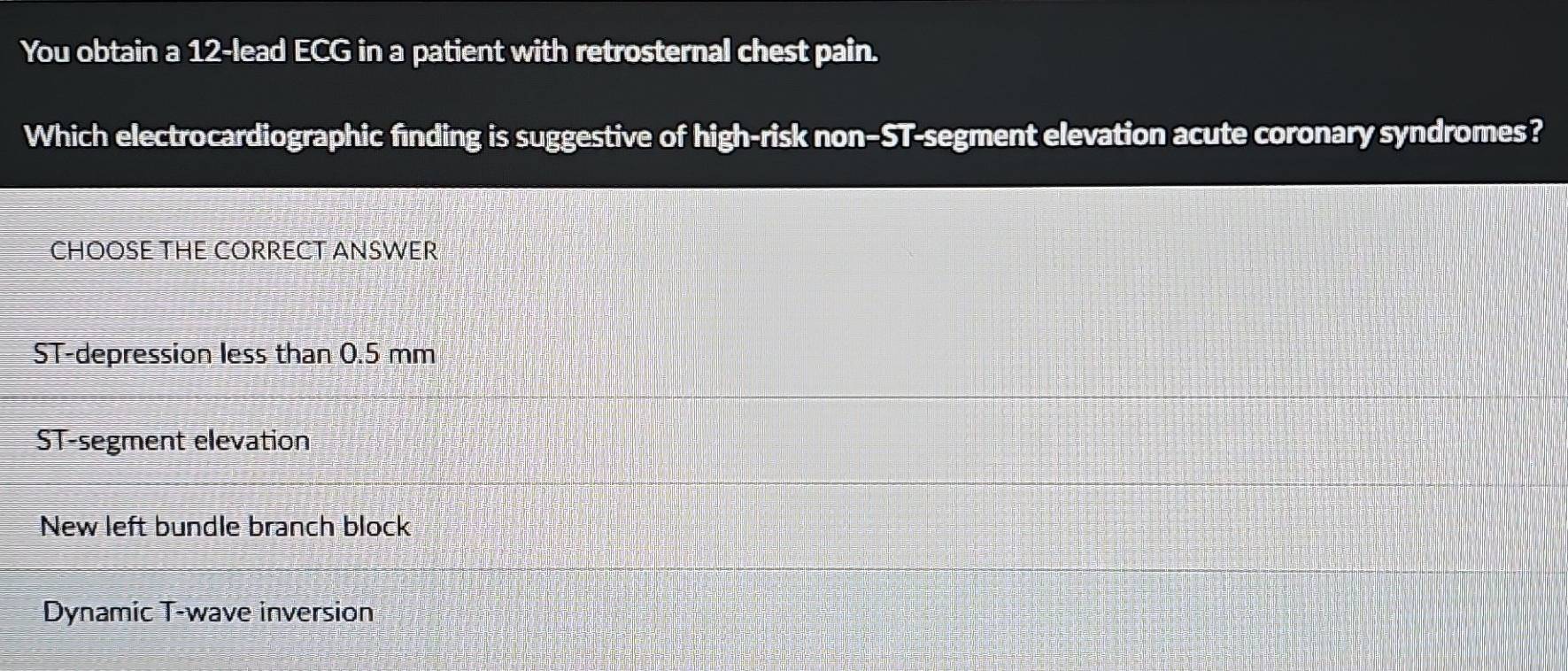 Solved: You obtain a 12 -lead ECG in a patient with retrosternal chest ...