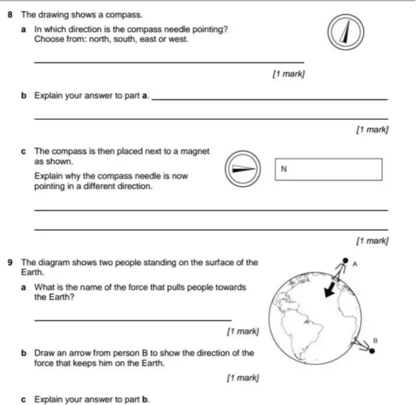 تم الحل:The drawing shows a compass. a In which direction is the ...