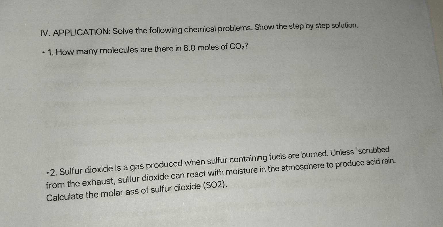 Solved: APPLICATION: Solve the following chemical problems. Show the ...