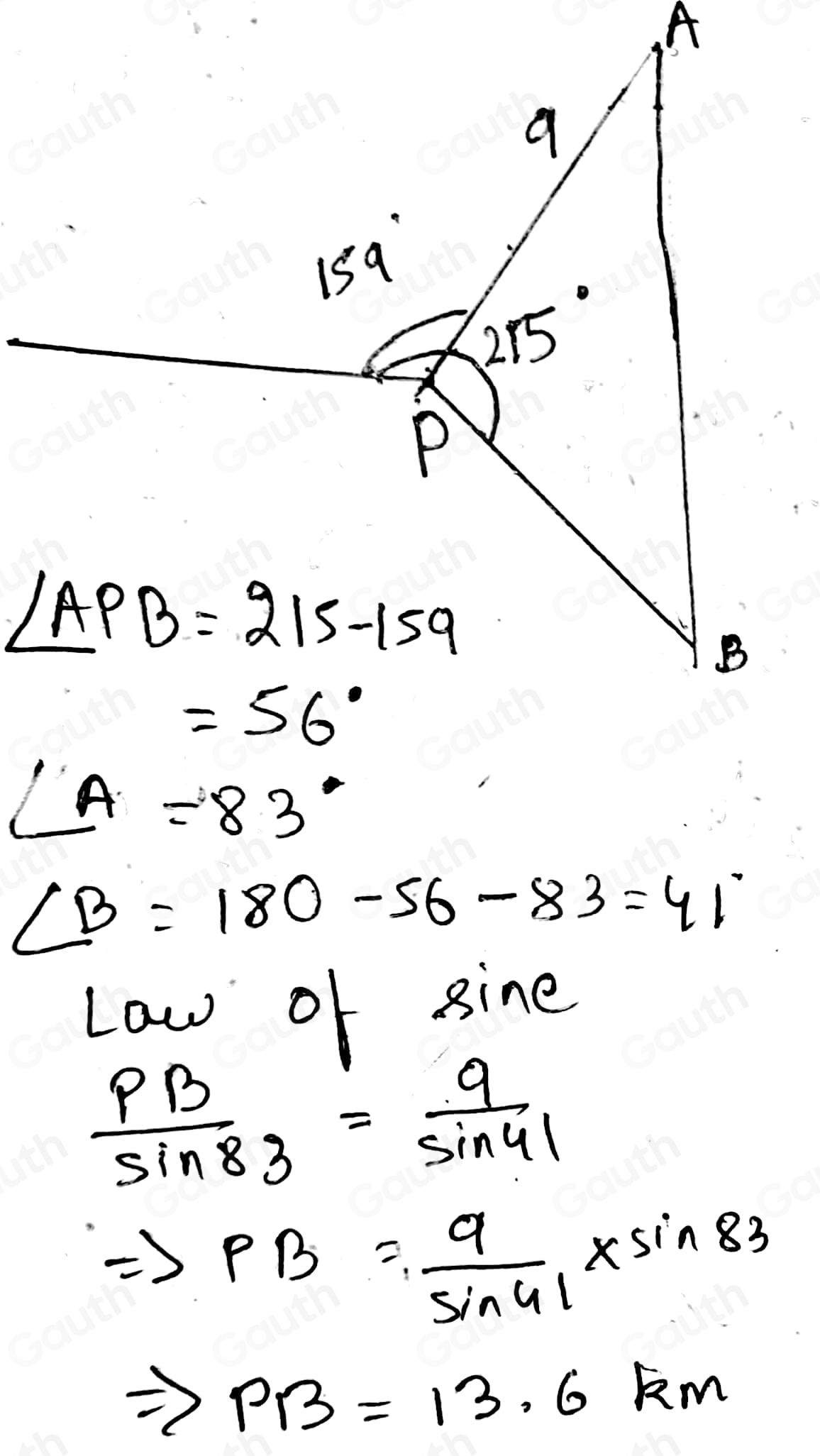 Solved: Two ships A and B leave a port P at the same time. A travels on ...