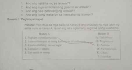 Solved: Ano ang nakikita mo sa larawan? 2. Ano ang mga simbolismong ...