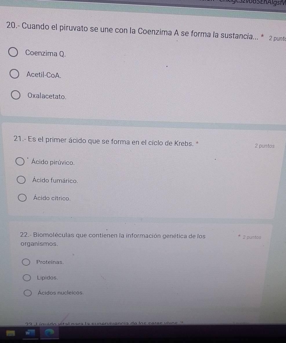 Resuelto:igc3zv66 S EnAlgstV 20.- Cuando el piruvato se une con la ...