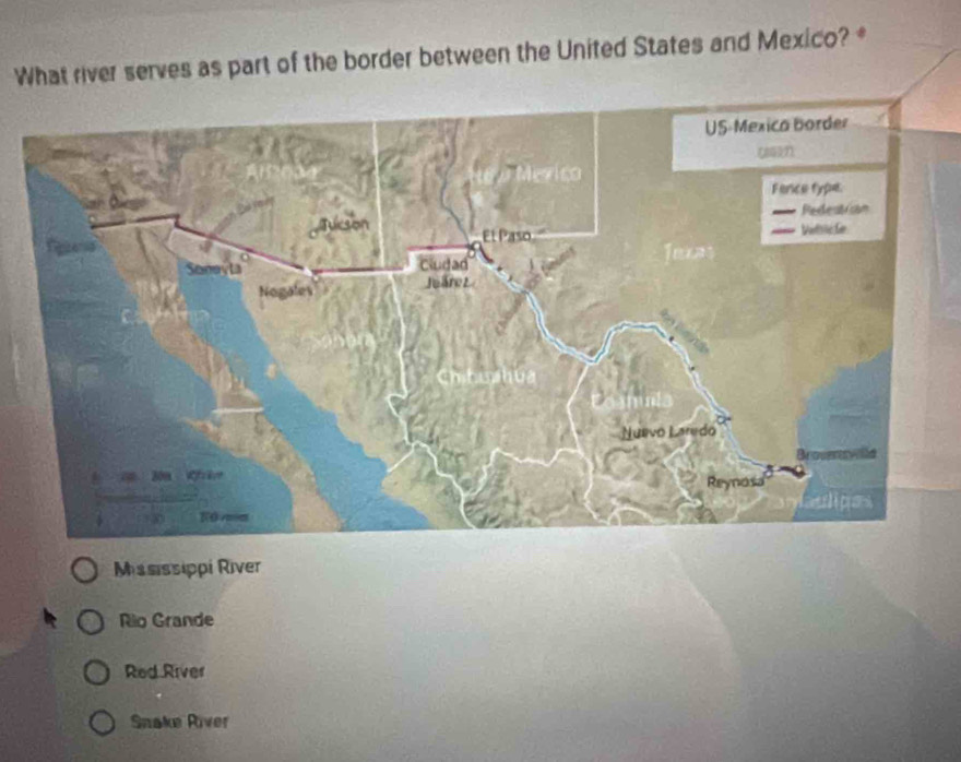 Solved: What river serves as part of the border between the United ...