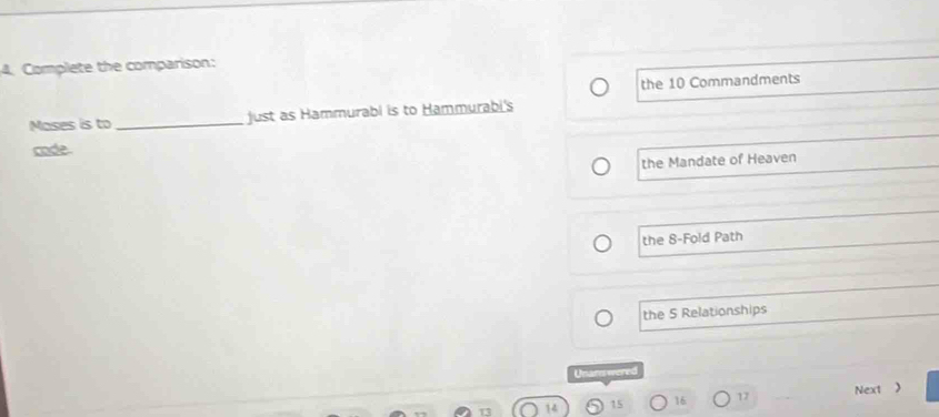Solved: Complete the comparison: the 10 Commandments Mases is to _just ...