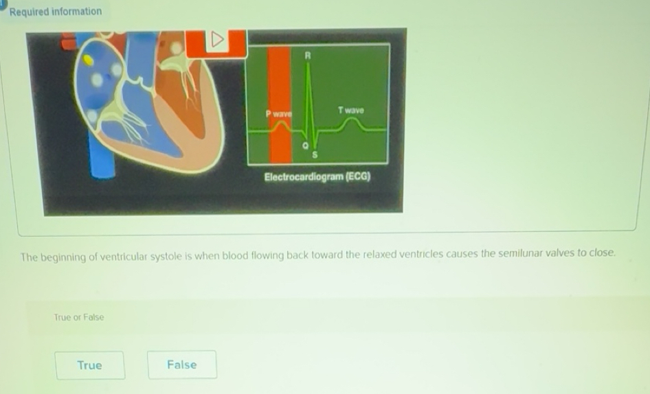 Solved: Required information The beginning of ventricular systole is ...