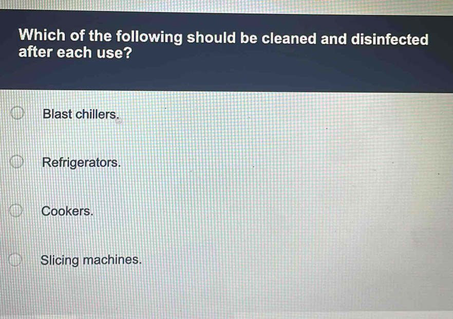 Résolu :Which of the following should be cleaned and disinfected after ...
