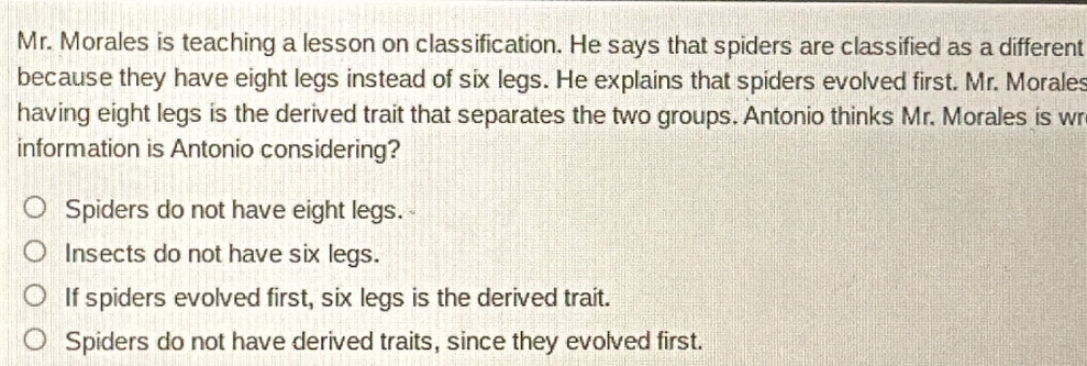 Solved: Mr. Morales is teaching a lesson on classification. He says ... Solved: Mr. Morales is teaching a lesson on classification. He says ...