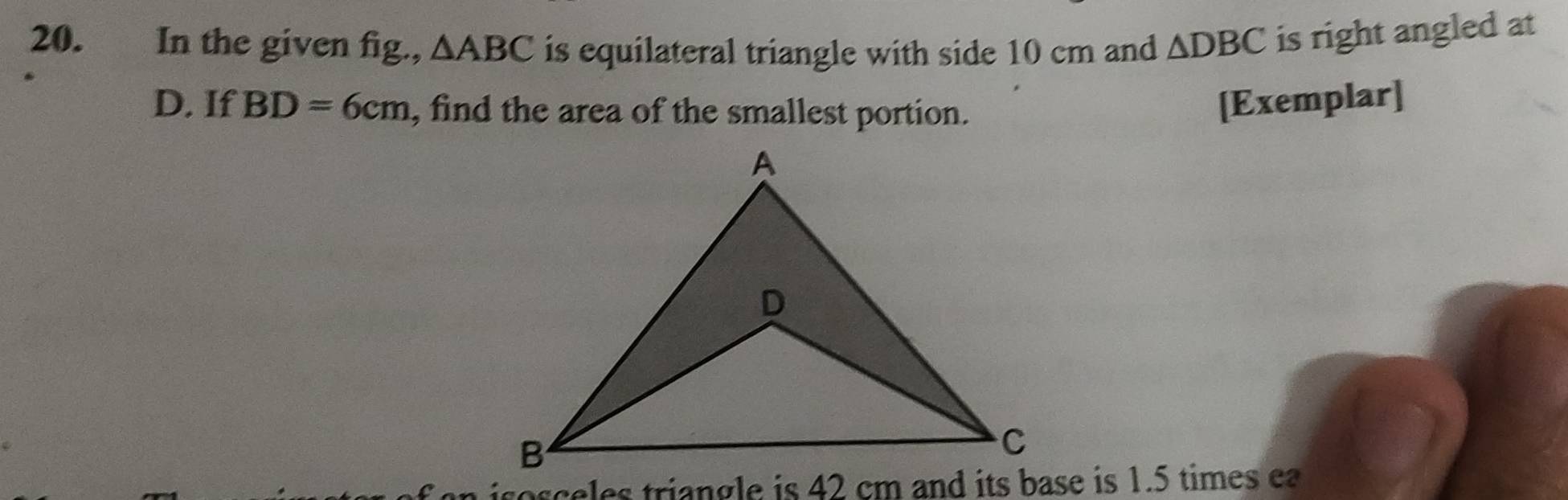 Solved: In the given fig., ABC is equilateral triangle with side 10 cm ...