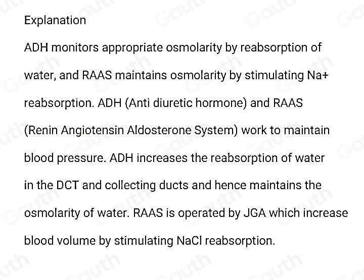 Solved: How do ADH and RAAS work together in maintaining blood ...