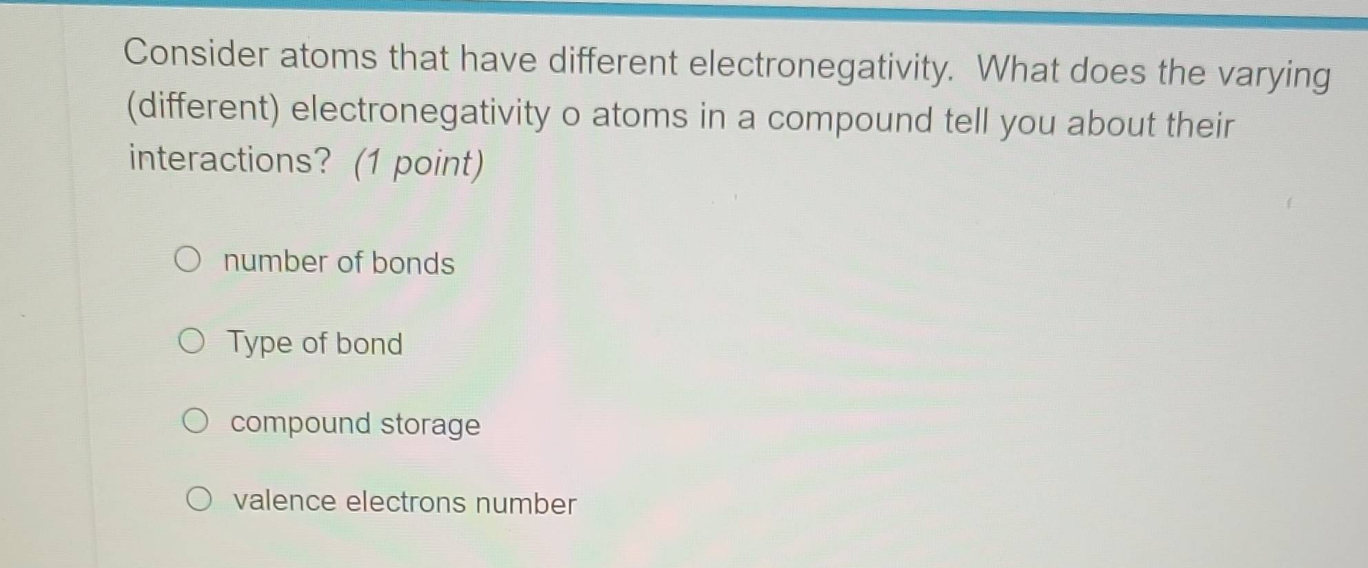 Solved: Consider atoms that have different electronegativity. What does ...