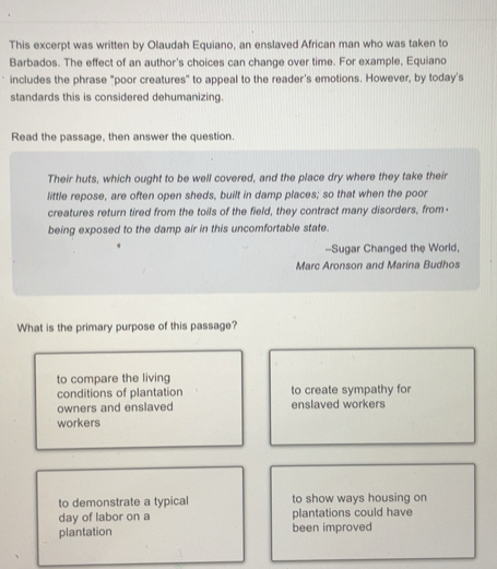 Solved: This excerpt was written by Olaudah Equiano, an enslaved ...