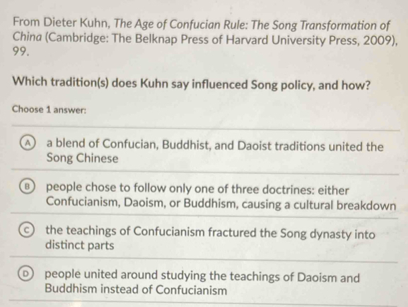 Solved: From Dieter Kuhn, The Age of Confucian Rule: The Song ...