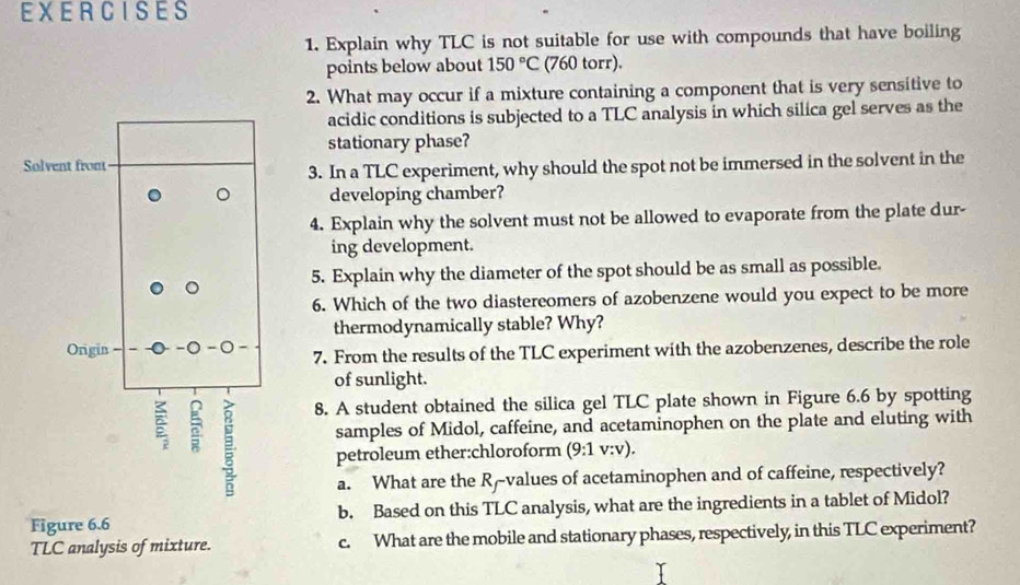 Solved: Explain why TLC is not suitable for use with compounds that ...