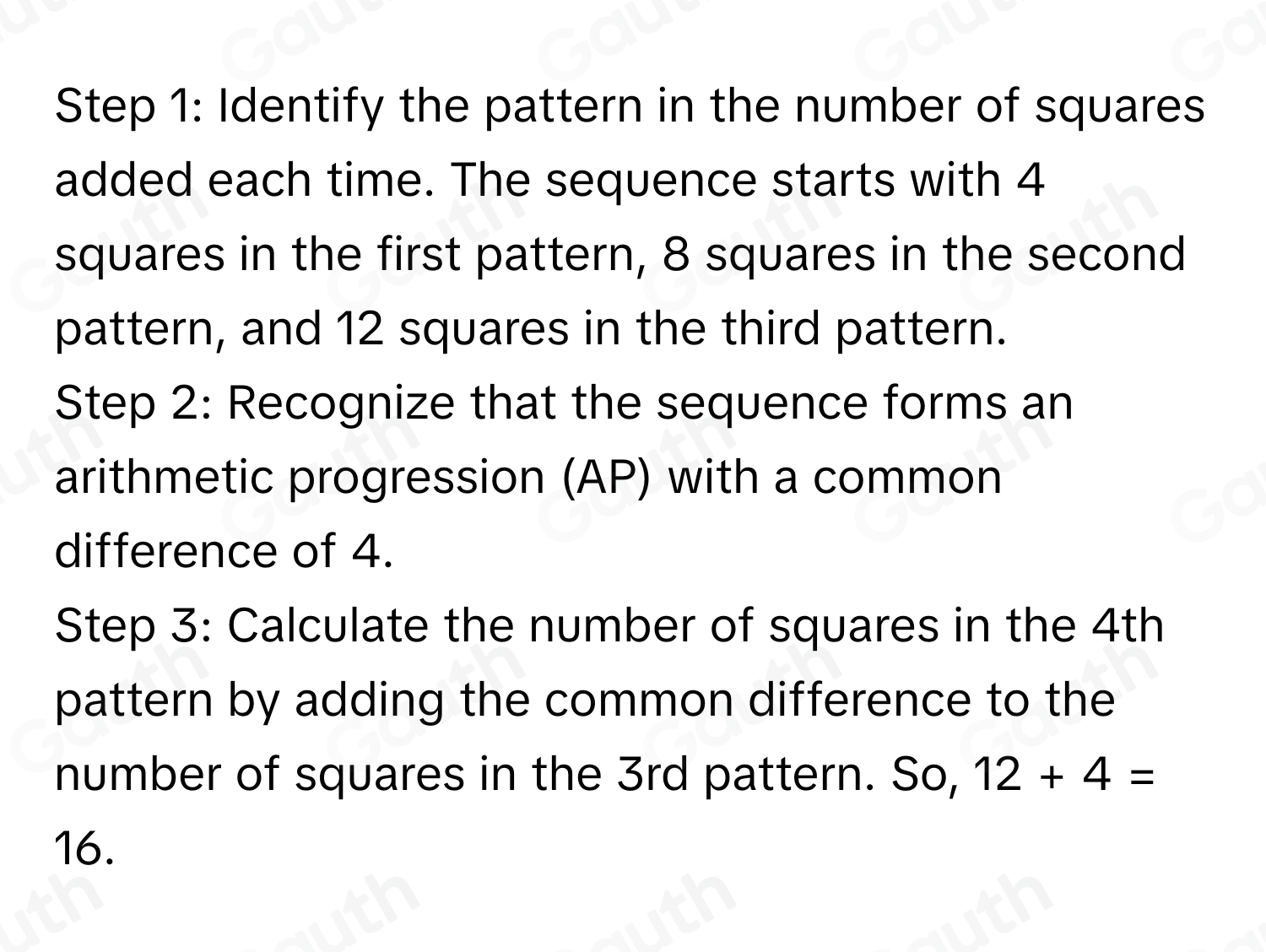Solved: The start of a sequence of patterns made from squares is shown ...