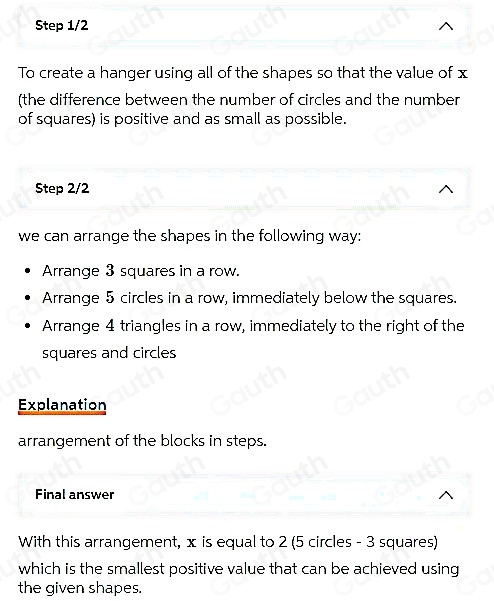 Solved: This hanger has the following shapes: 5 circles 4 triangles 3 ...