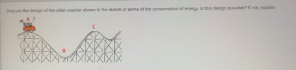 Solved: Discuss the design of the roller coaster shown in the sketch in ...