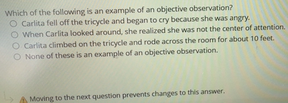 Solved: Which of the following is an example of an objective ...