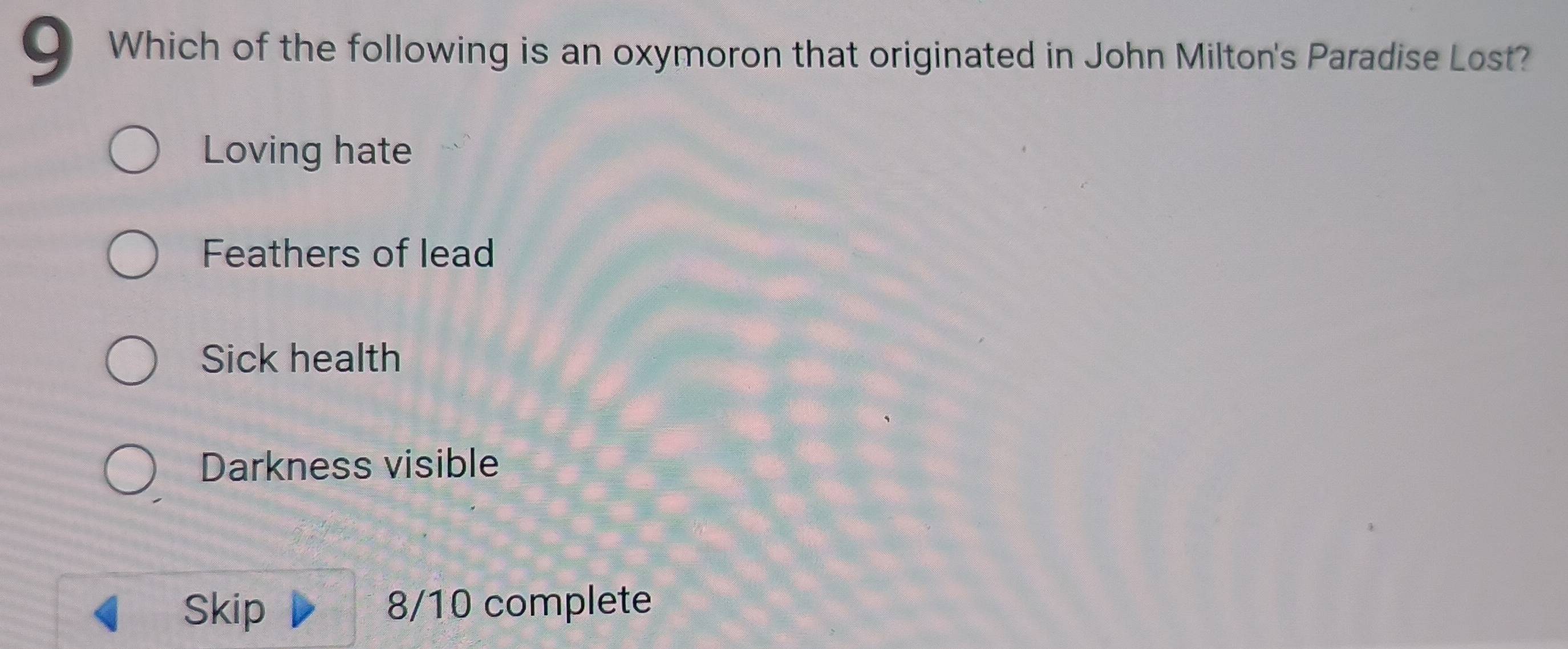 Solved: Which of the following is an oxymoron that originated in John ...