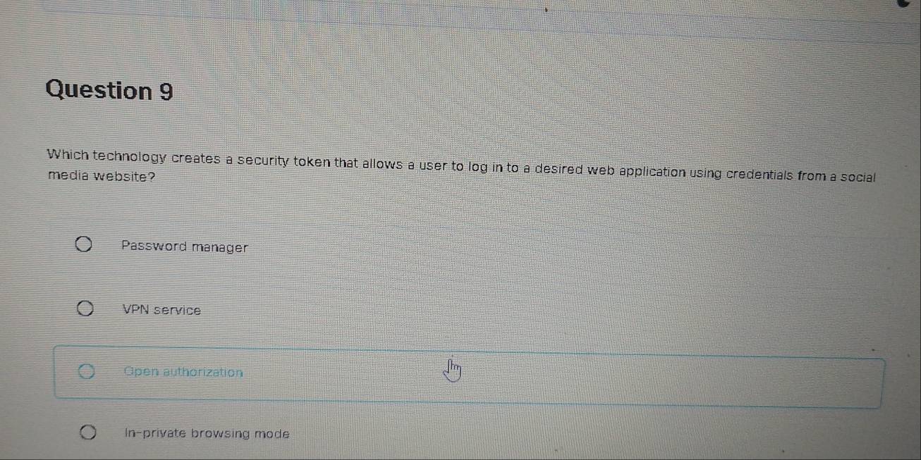 Resuelto:Which technology creates a security token that allows a user ...