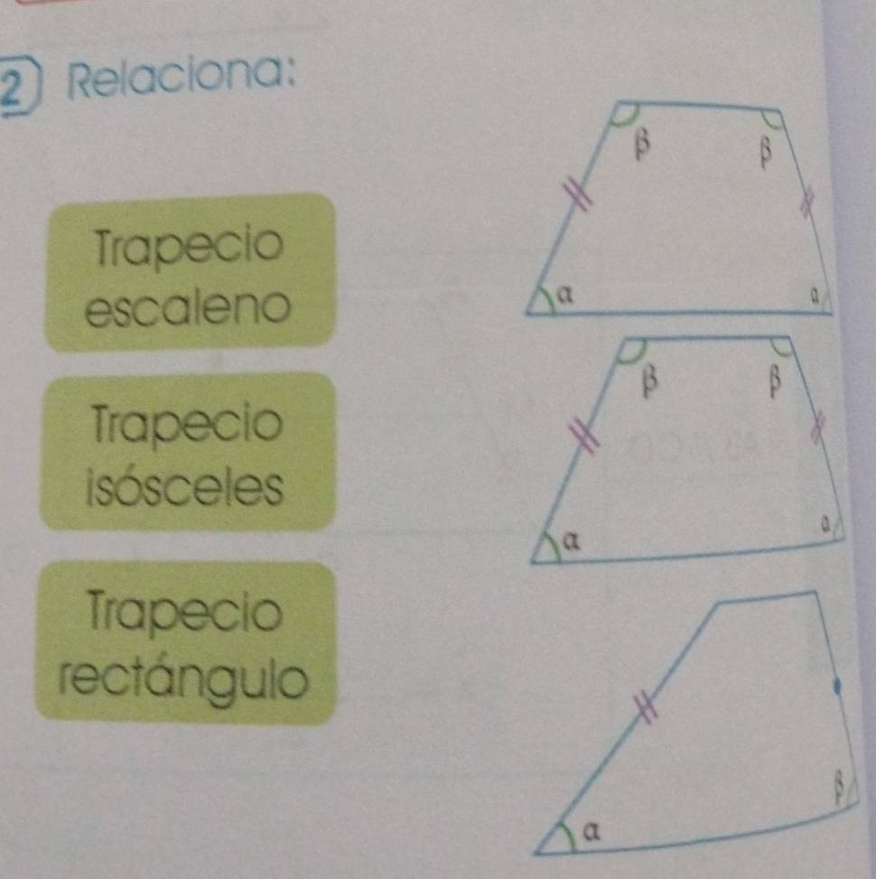 Resuelto:Relaciona: Trapecio escaleno Trapecio isósceles Trapecio ...