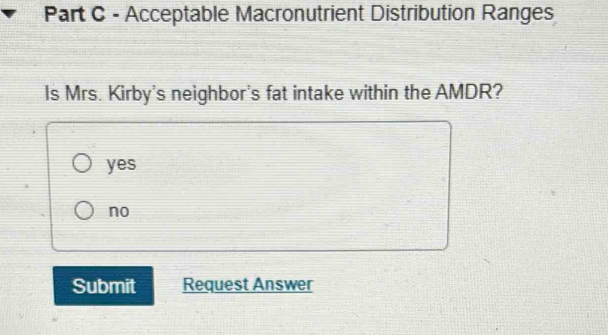 Solved: Acceptable Macronutrient Distribution Ranges Is Mrs. Kirby's ...
