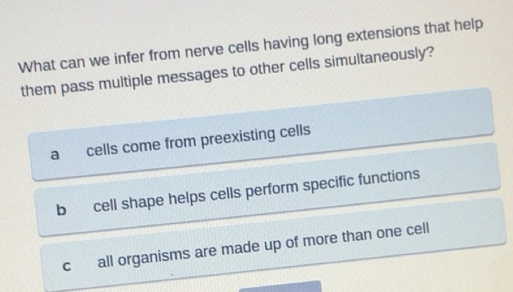 Solved: What can we infer from nerve cells having long extensions that ...