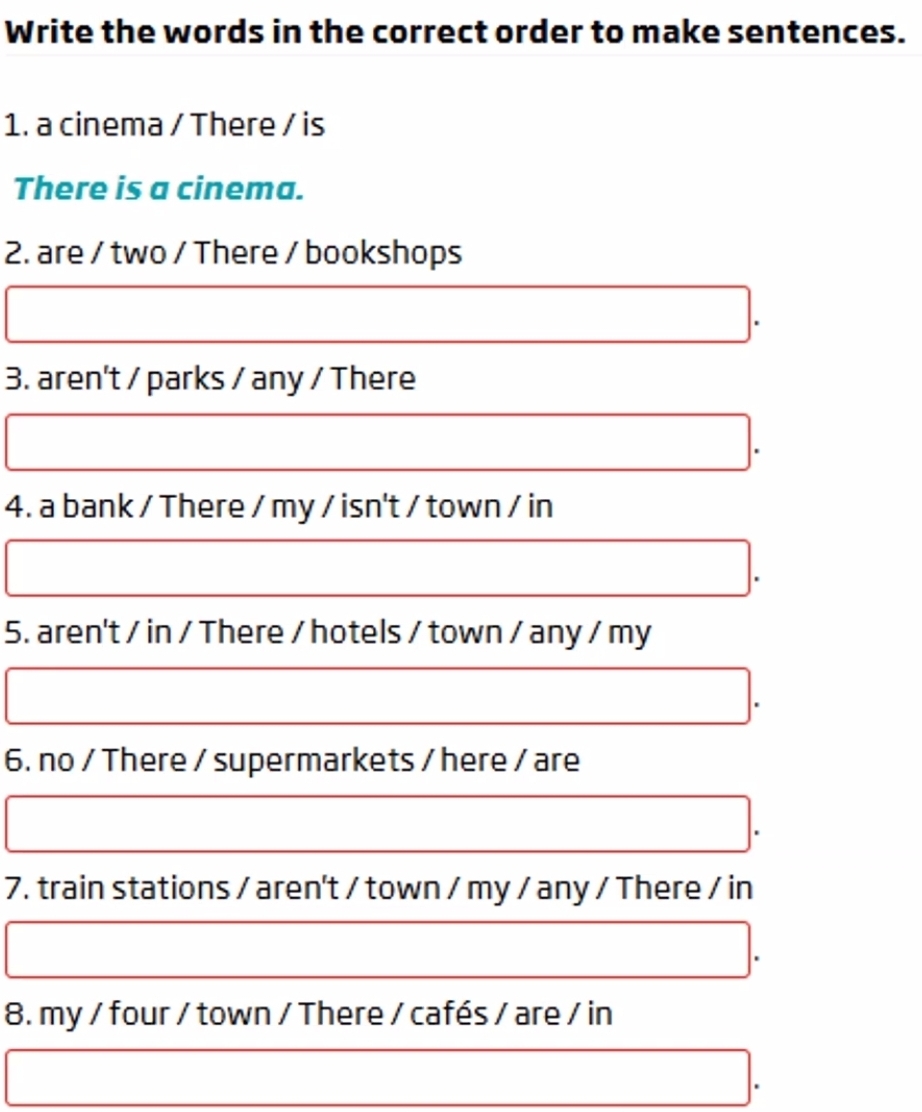 Resuelto:Write the words in the correct order to make sentences. 1. a ...