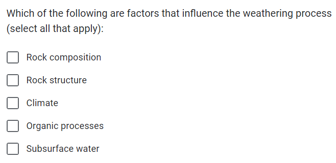 Solved: Which of the following are factors that influence the ...