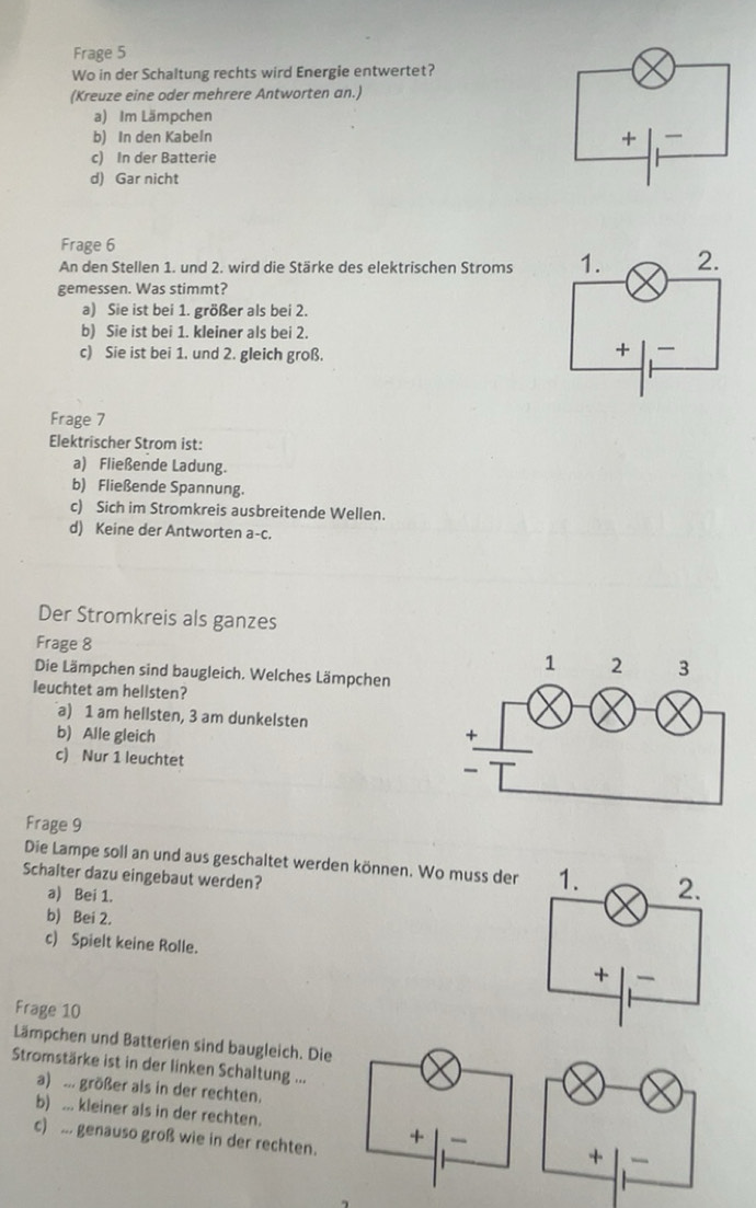 Gelöst:Frage 5 Wo in der Schaltung rechts wird Energie entwertet ...