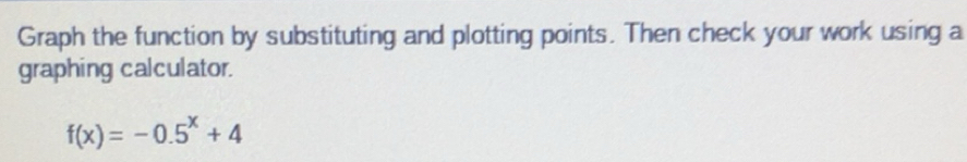 Solved: Graph the function by substituting and plotting points. Then check your work using a ...