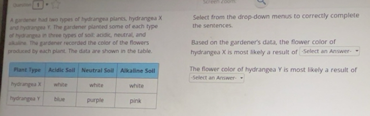 Solved: Screen Zoom: A gardener had two types of hydrangea plants ...