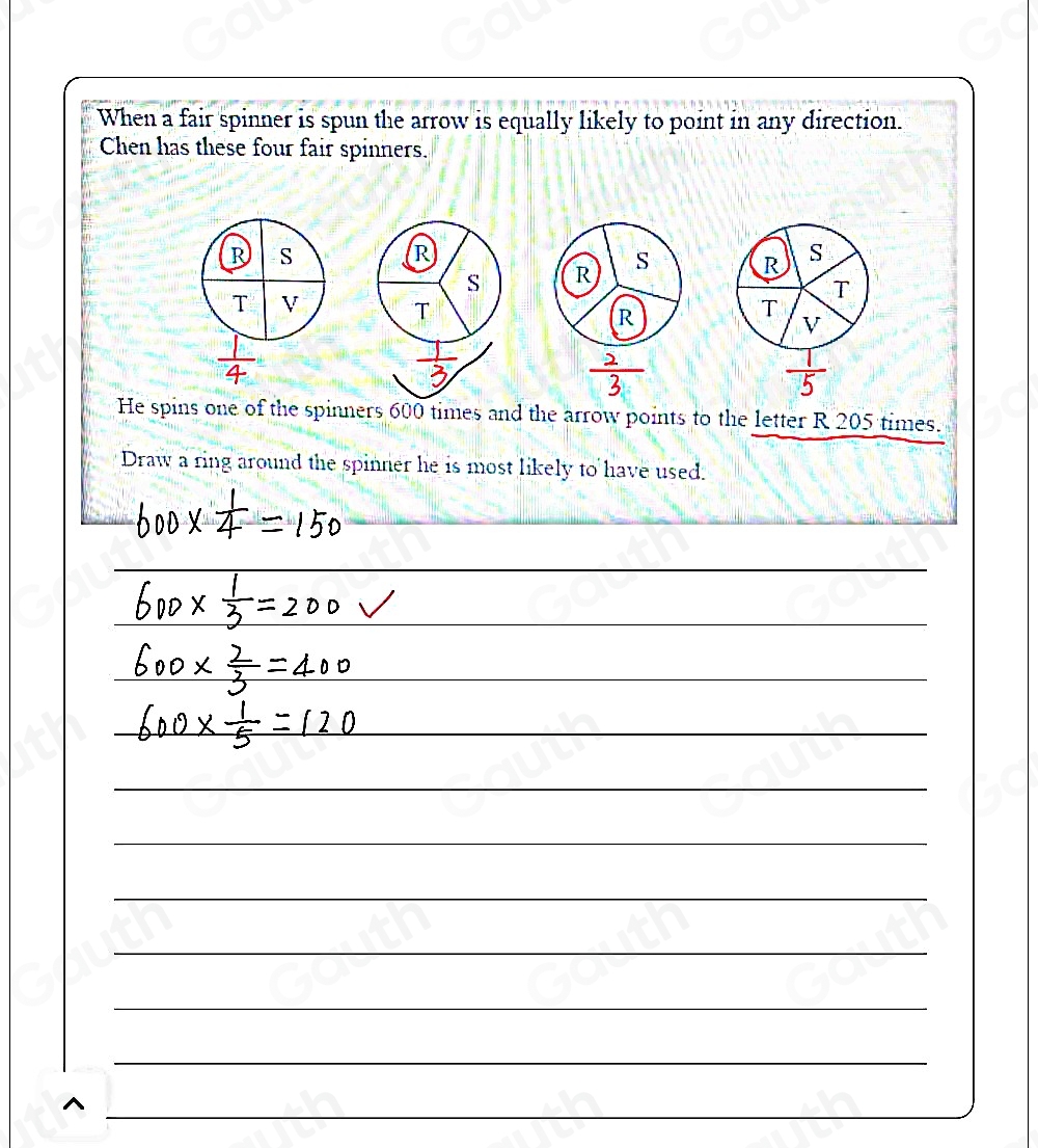 Solved: When a fair spinner is spun the arrow is equally likely to ...