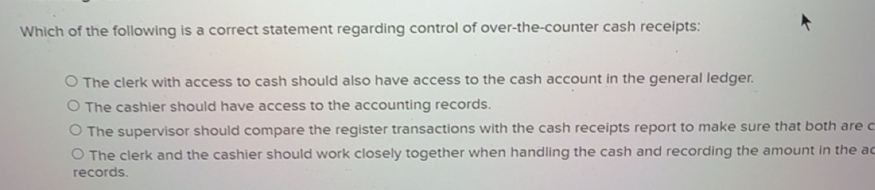 Solved: Which of the following is a correct statement regarding control ...