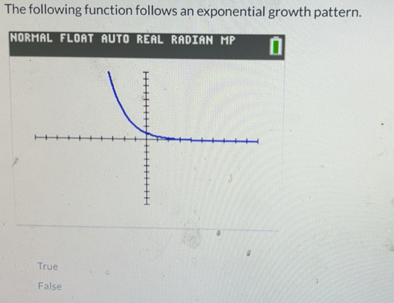 Solved: The following function follows an exponential growth pattern ...