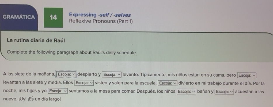 Solved: Expressing -self / -selves GRAMÁTICA 14 Reflexive Pronouns ...