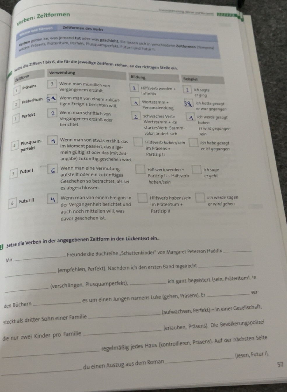 Gelöst:Grammat ätraitung Worter und Wentaeten ''' Verben: Žeitførmen ...
