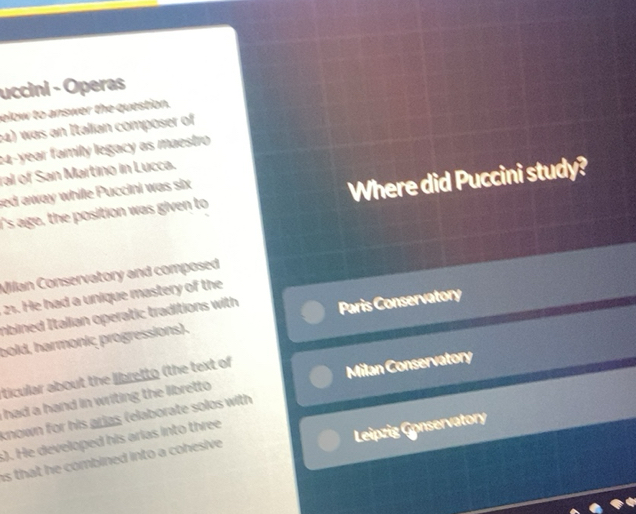 Solved: uccini - Operas elow to answer the question. 4) was an Italian ...
