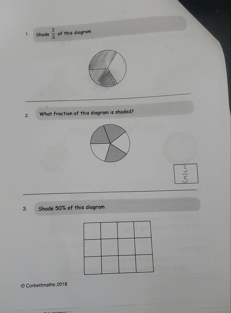 Gelöst:Shade 2/3 of this diagram 2. What fraction of this diagram is ...