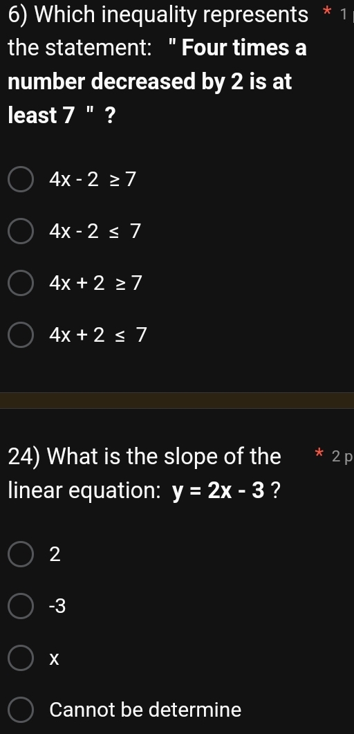 Solved: Which inequality represents * 1 the statement: " Four times a ...