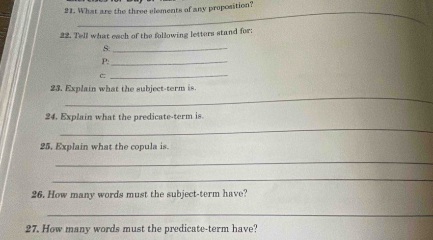 Solved: What are the three elements of any proposition? 22. Tell what ...