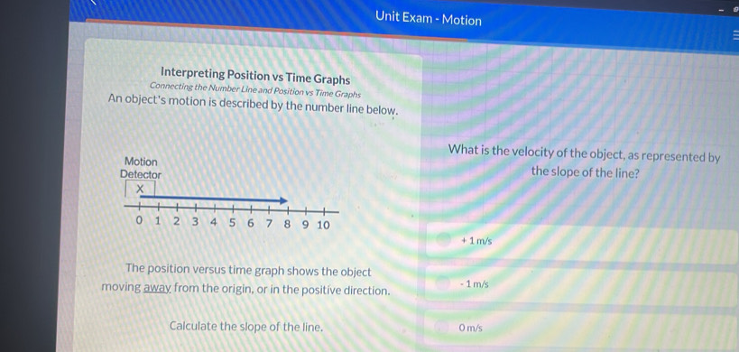 Solved: Unit Exam - Motion Interpreting Position vs Time Graphs Connecting the Number Line and ...