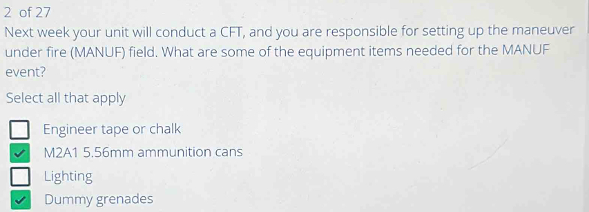 Solved: of 27 Next week your unit will conduct a CFT, and you are ...