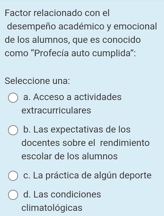 Resuelto:Factor relacionado con el desempeño académico y emocional de ...