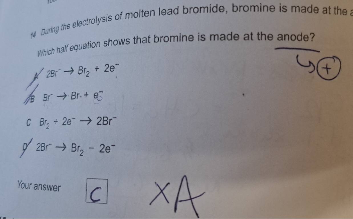 Solved: During the electrolysis of molten lead bromide, bromine is made ...