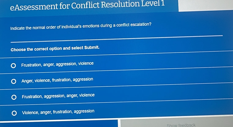 Solved: eAssessment for Conflict Resolution Level 1 Indicate the normal ...
