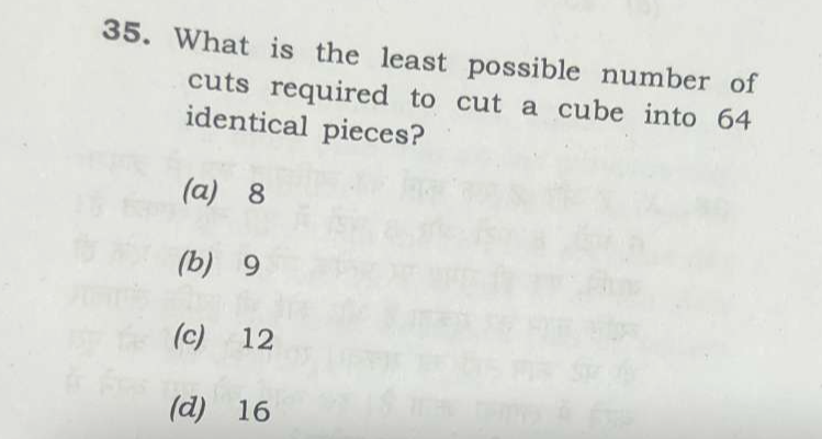Solved: What is the least possible number of cuts required to cut a ...