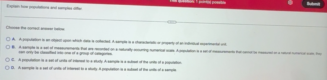 Solved: This question: 1 point(s) possible Submit Explain how ...