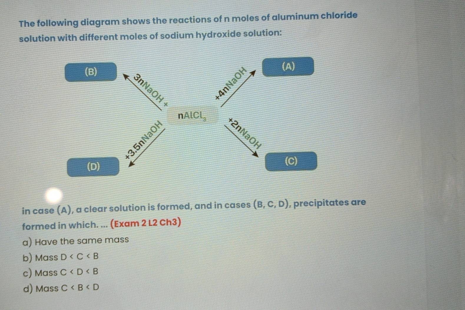 Solved: The following diagram shows the reactions of n moles of ...